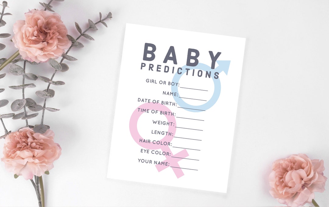 Gender Reveal Guess Game, Baby Prediction Cards, Gender Reveal Party ...