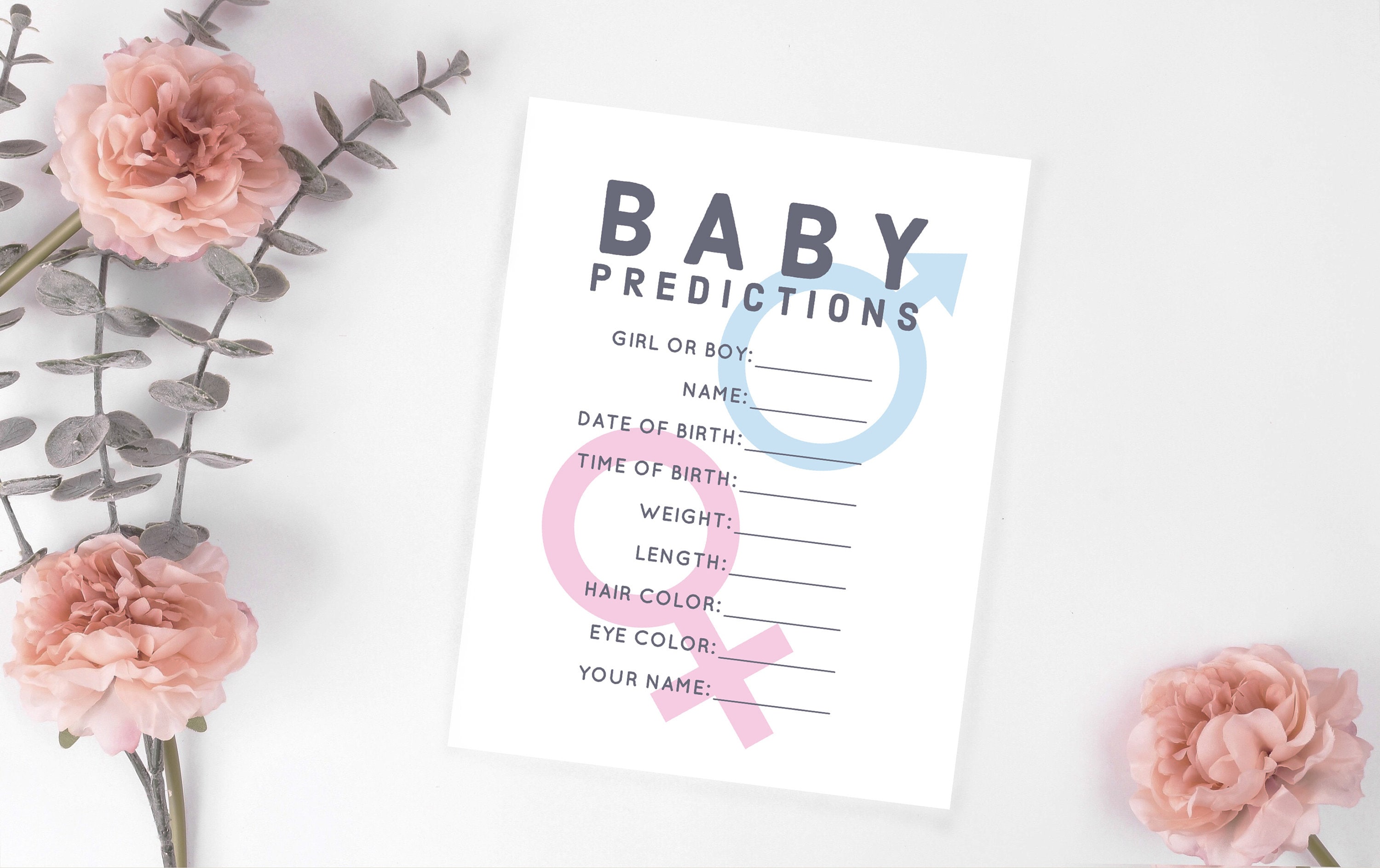Gender Reveal Guess Game, Baby Prediction Cards, Gender Reveal Party ...