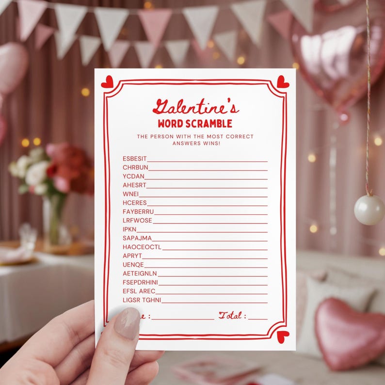 Galentines Game: Printable Word Scramble, Galentines Day Games for ...