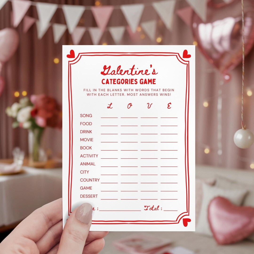 Galentines Game: Printable Categories Galentines Game for Girls Night ...