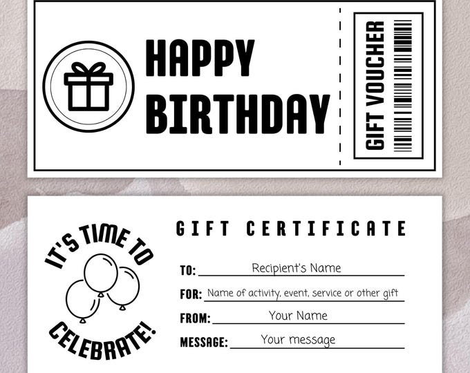 Editable Birthday Coupon Template Printable happy Birthday Gift ...