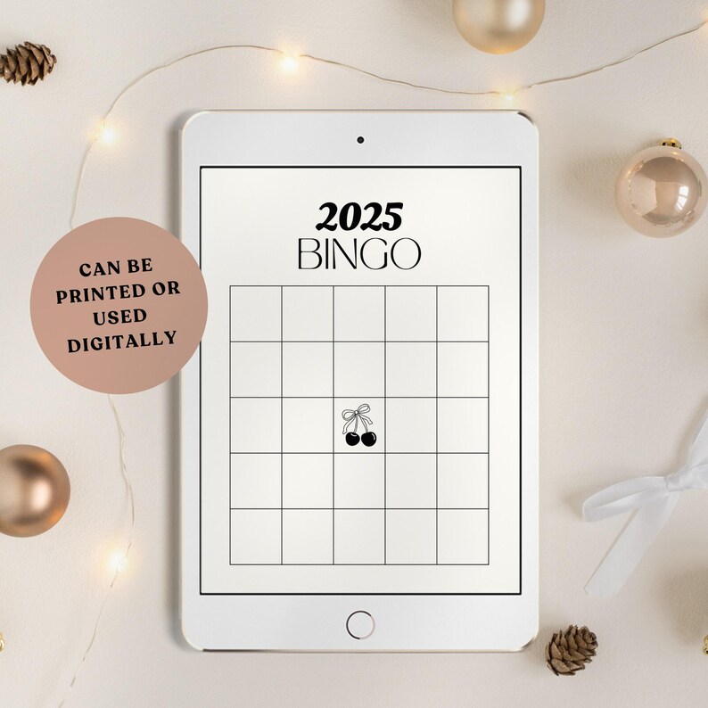 New Years Bingo Vision Board Cards, Minimalist 2025 Bingo, Printable ...