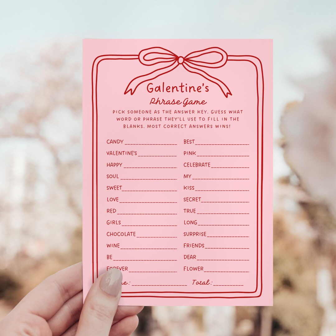 Galentines Phrase Game, Printable Valentines Day Party Activity, Fun ...
