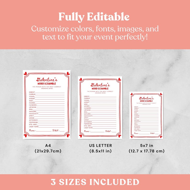 Galentines Game: Printable Word Scramble, Galentines Day Games for ...