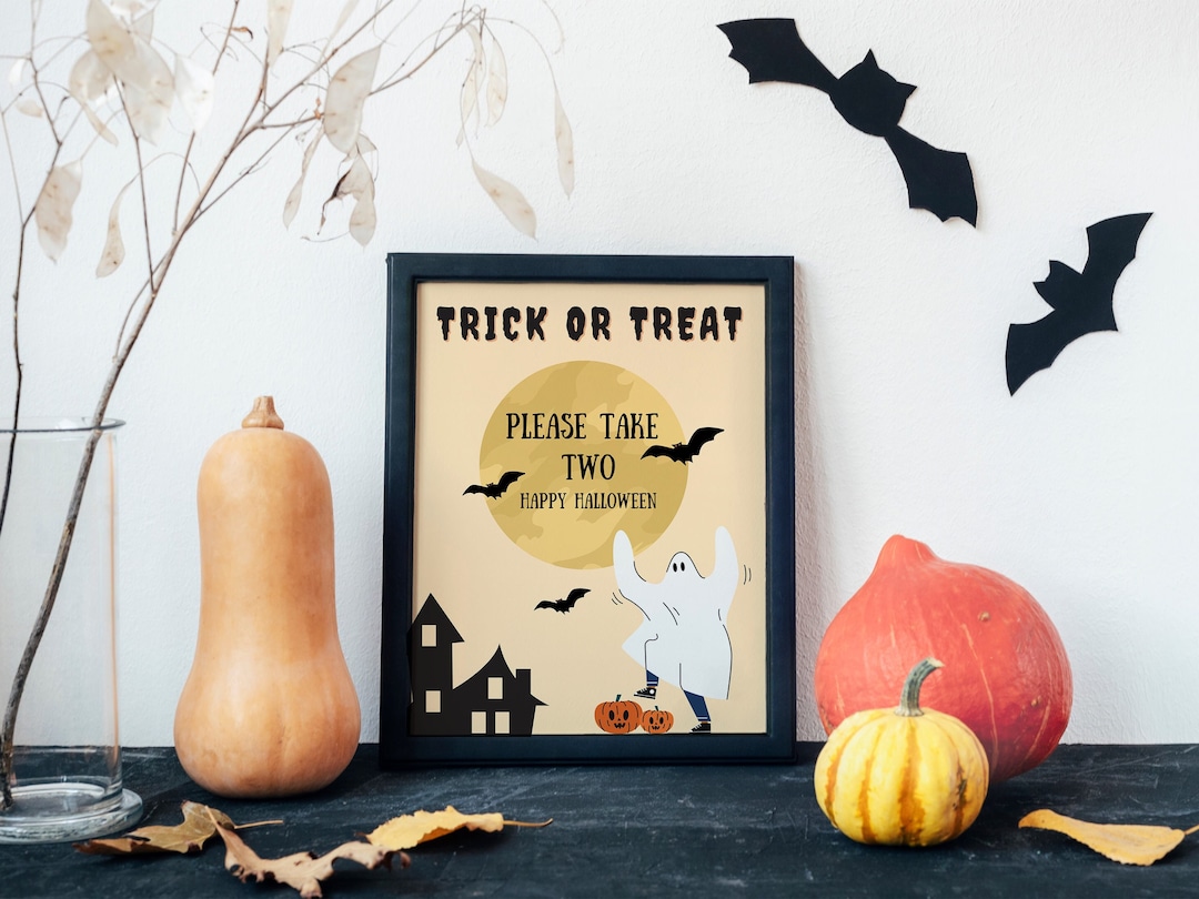 Editable Halloween Candy Sign, Trick or Treat Printable Door Sign ...