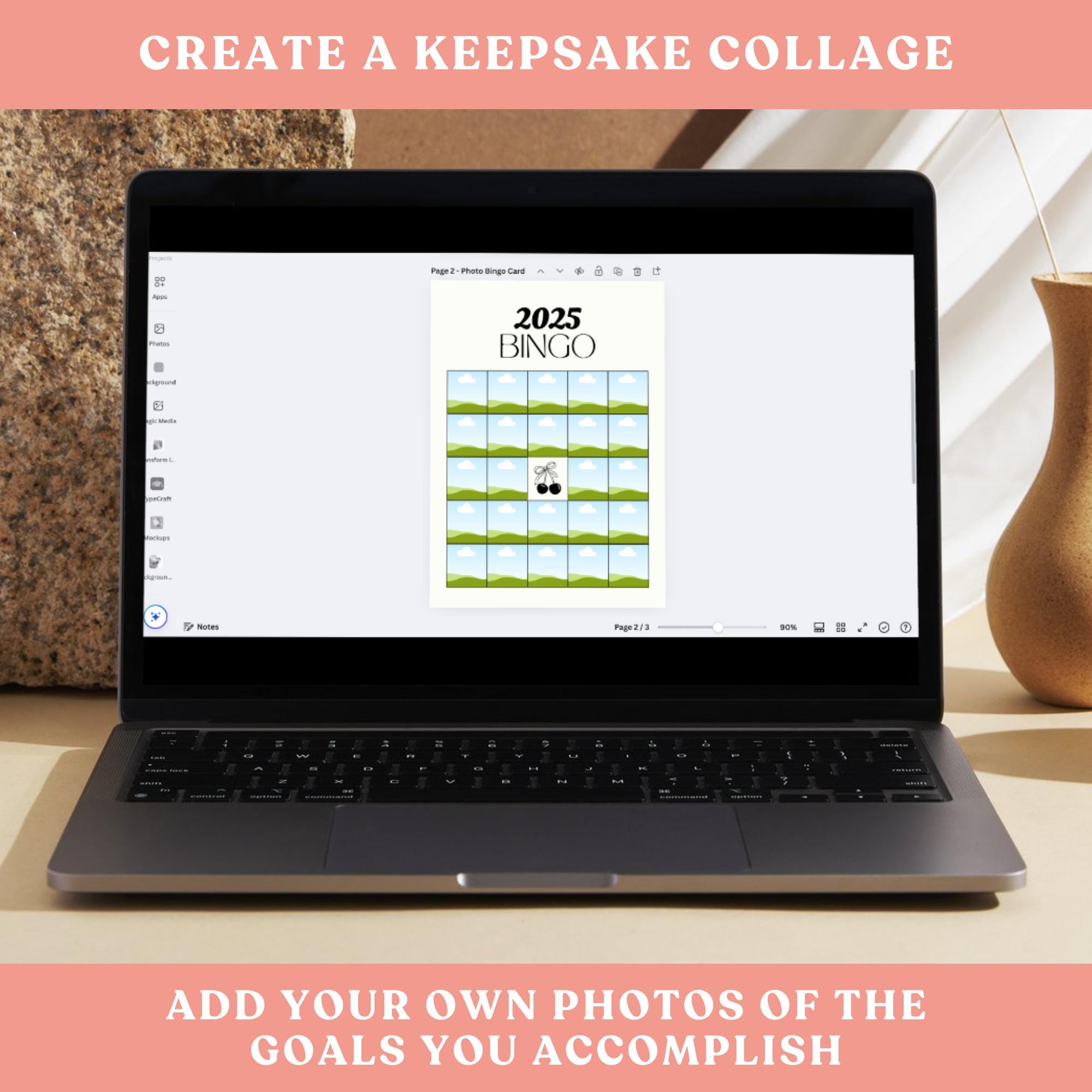 New Years Bingo Vision Board Cards, Minimalist 2025 Bingo, Printable ...