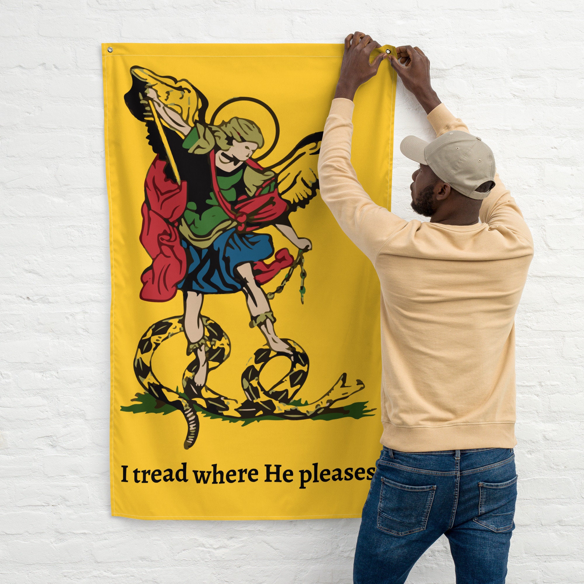 Vertical Flag Holy Michael, the Archangel, I Tread Where He Pleases - Etsy