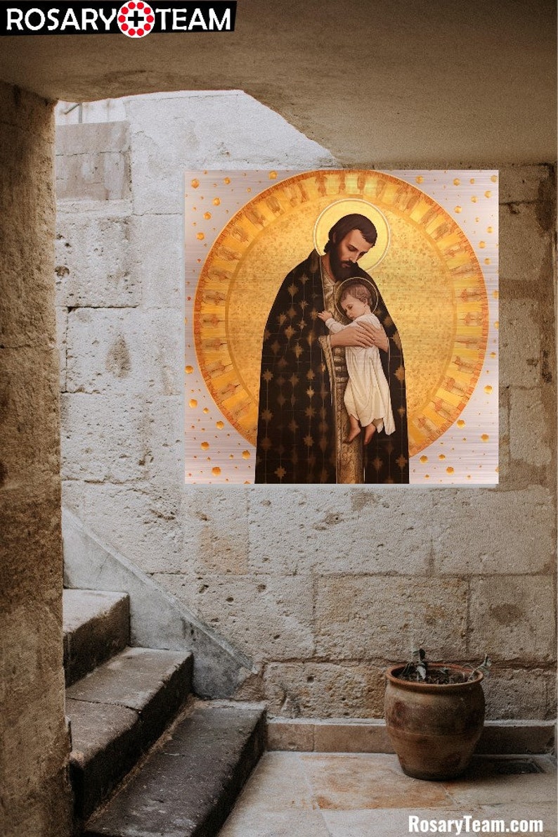 Saint Joseph and Divine Child Jesus Icon Brushed Aluminum Print - Etsy