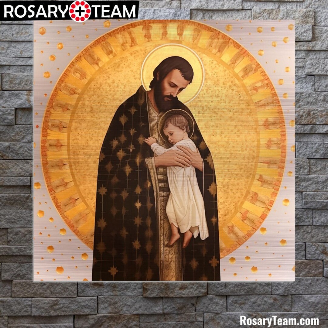 Saint Joseph and Divine Child Jesus Icon Brushed Aluminum Print - Etsy