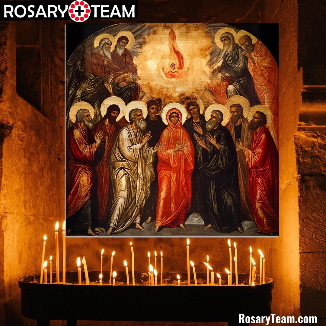 Pentecost Icon Brushed Aluminum Icono Pentecostes Apostoles Virgen ...