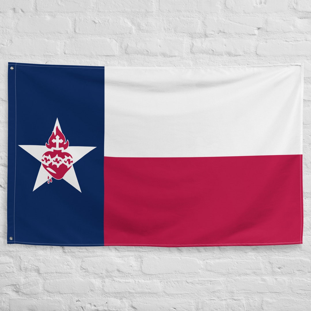 Texas State Flag With Sacred Heart of Jesus Christ Republic of Tejas ...