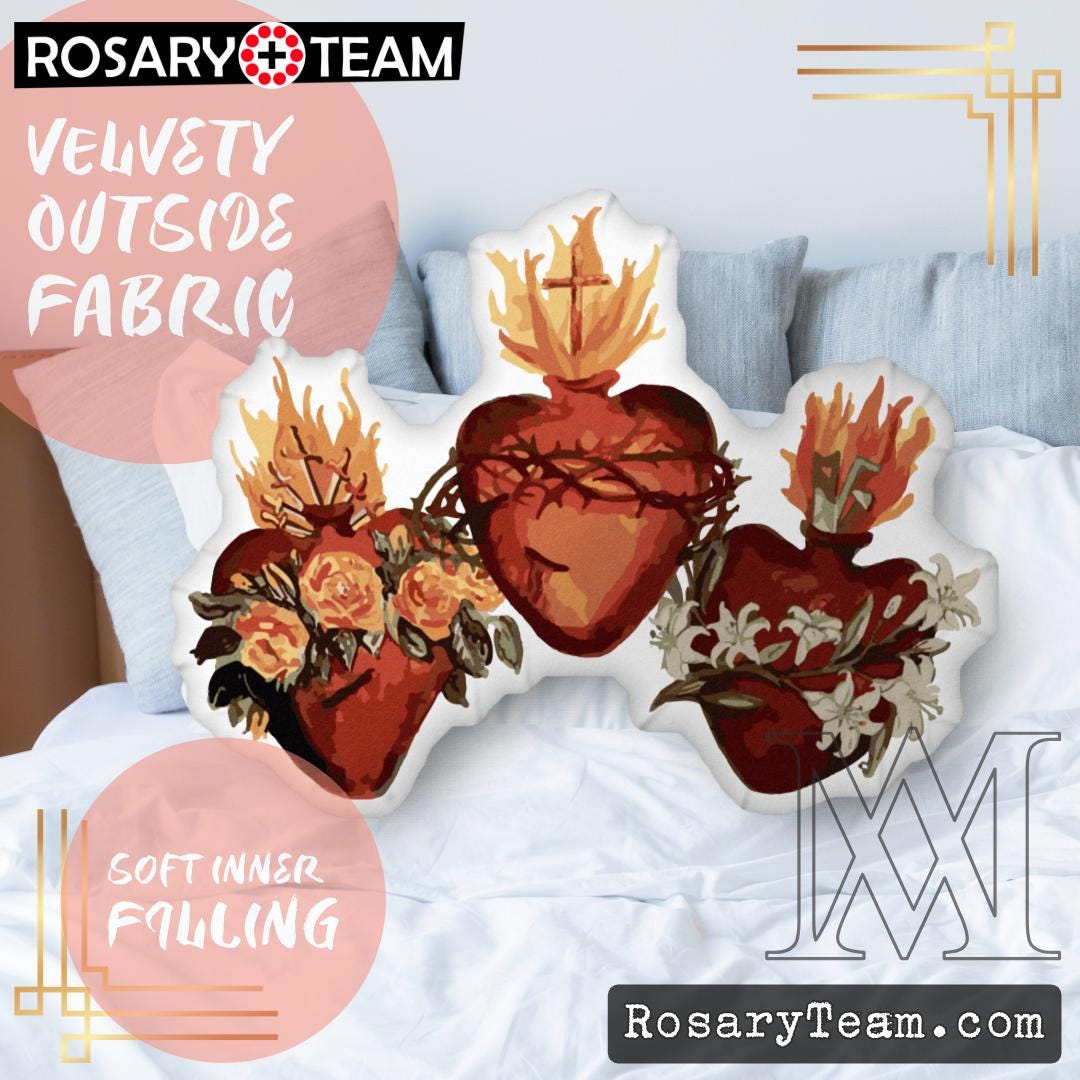 The Three Hearts of the Holy Family Jesus Mary and Joseph Custom-shaped ...