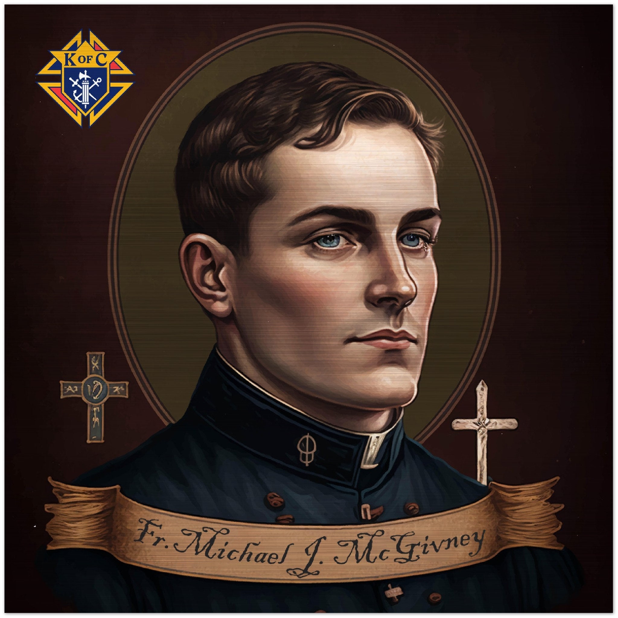 Father Michael J. Mcgivney Brushed Aluminum Icon Knights of Columbus ...