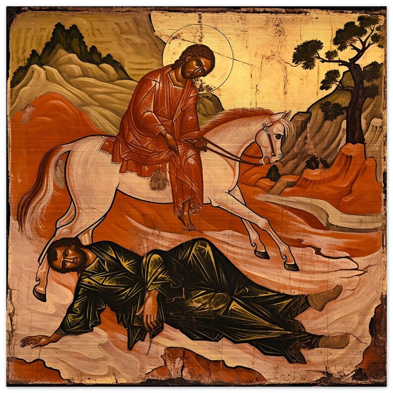 St Paul Conversion on the Way to Damascus Icon Brushed Aluminum Print ...