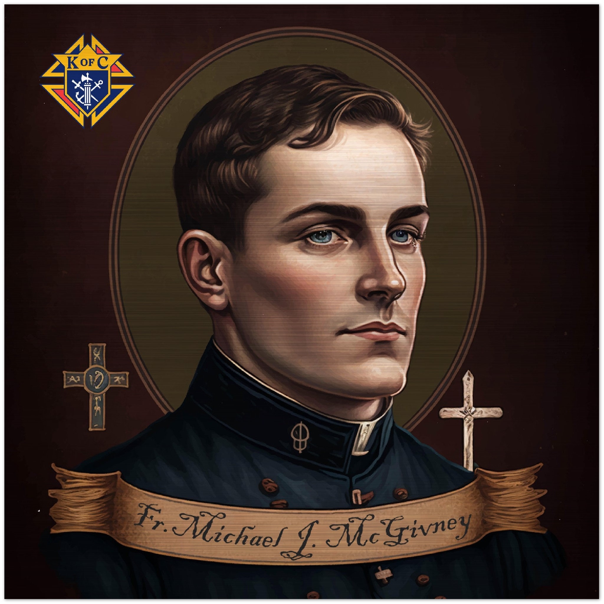 Father Michael J. Mcgivney Brushed Aluminum Icon Knights of Columbus ...