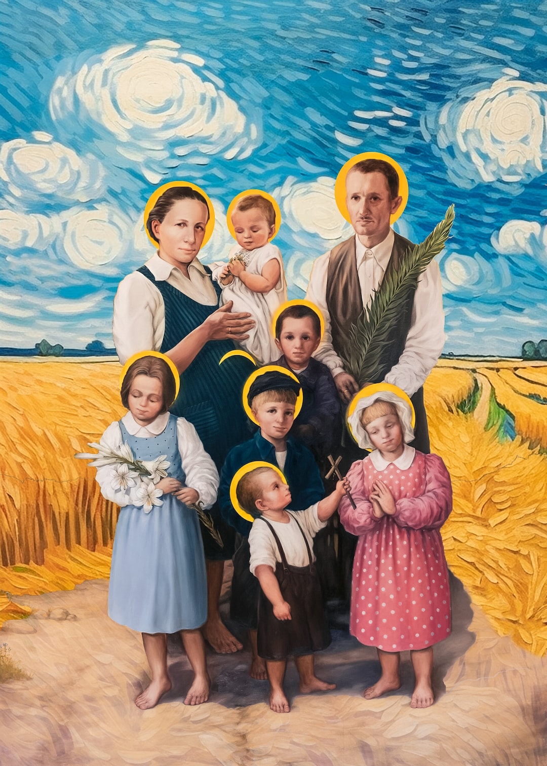 Icon of the Blessed Ulma Family Brushed Aluminum Ikona Błogosławiona ...