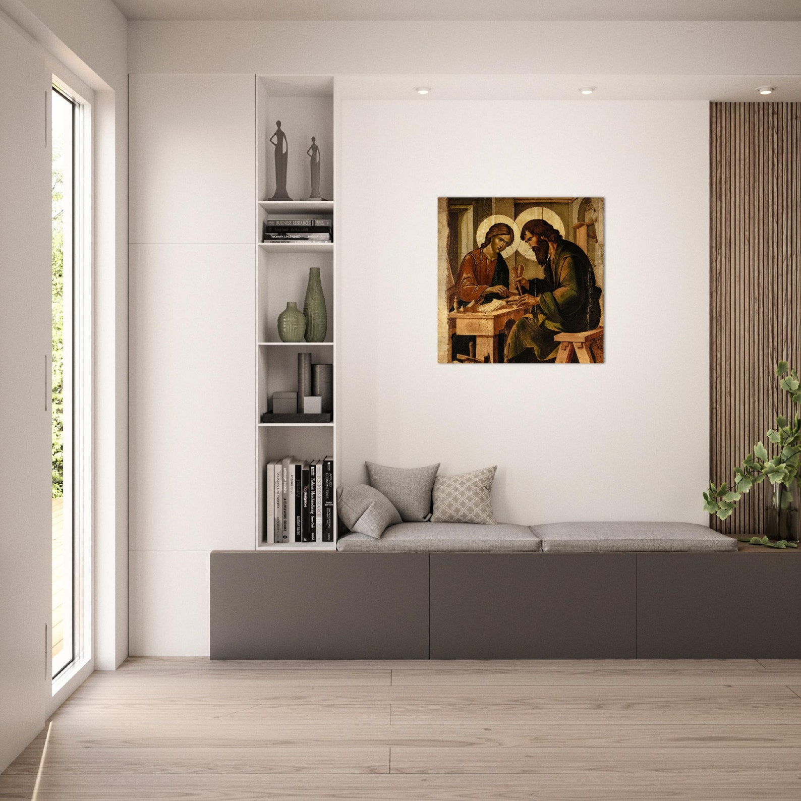 Our Lord Jesus Christ and St Joseph Working Brushed Aluminum Icon ...