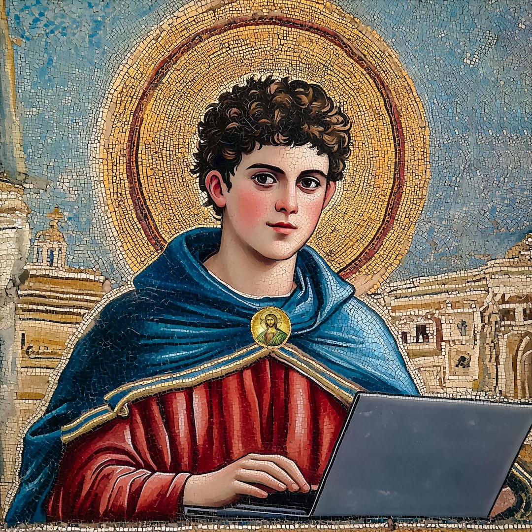 Saint Carlo Acutis Brushed Aluminum Icon - Modern Faith Decor ...