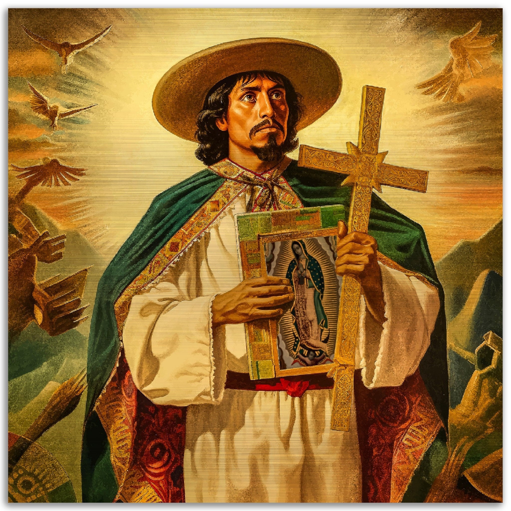 Saint Juan Diego Brushed Aluminum Icon San Juan Diego Cuauhtlatoatzin ...