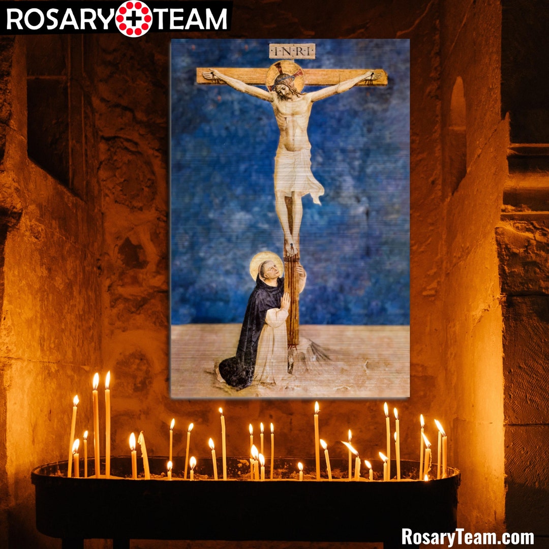 Saint Dominic Adoring the Crucifixion Brushed Aluminum Icon Fra Angelico Dominican Religious Art ...