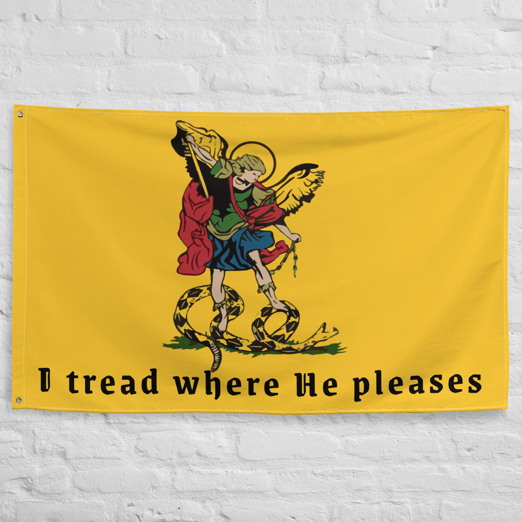 Holy Michael, the Archangel, Flag Horizontal I Tread Where He Pleases ...
