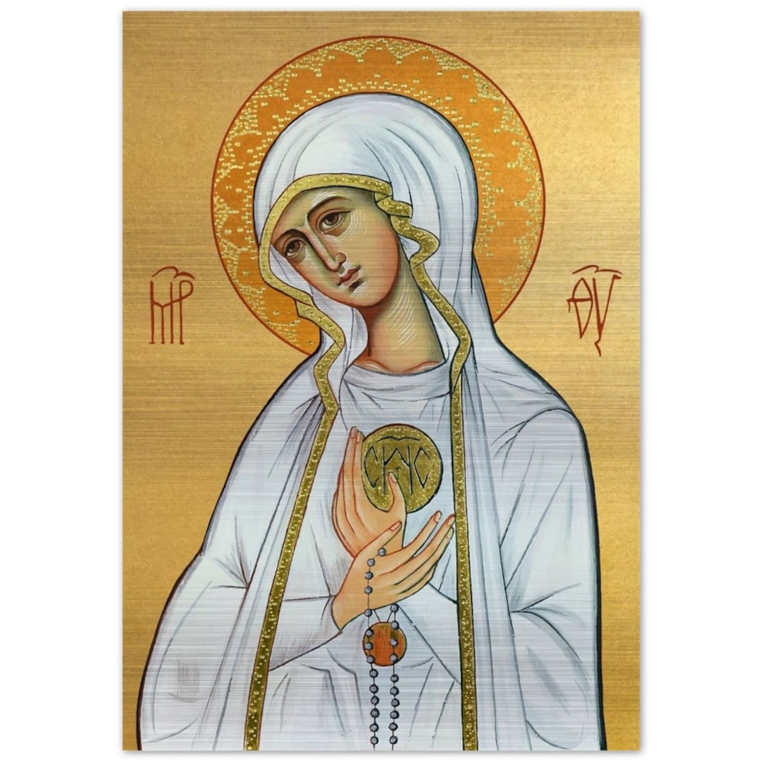 Our Lady of Fatima Brushed Aluminum Icon Eastern Print Beautiful Icon ...