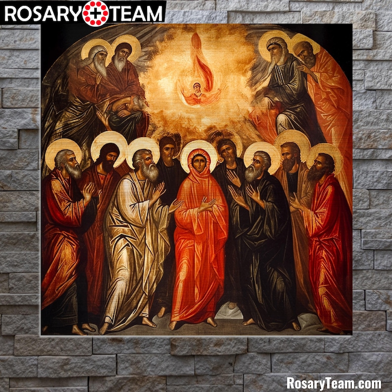 Pentecost Icon Brushed Aluminum Icono Pentecostes Apostoles Virgen ...