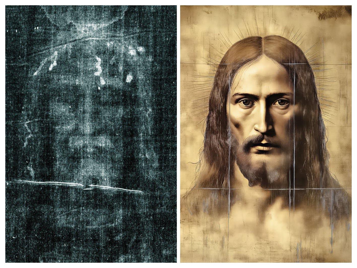 Face of Jesus Unveiled Using Shroud of Turin Wood Icons AI Digital Holy ...