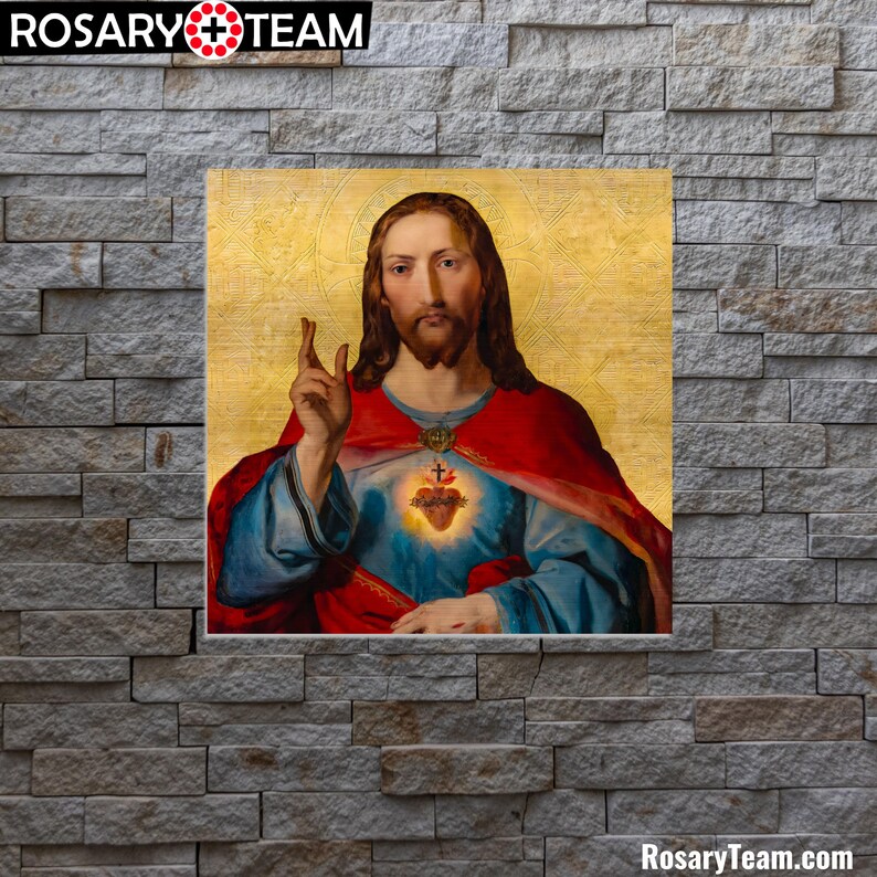 Most Sacred Heart of Jesus Icon Brushed Aluminum Sagrado Corazon - Etsy