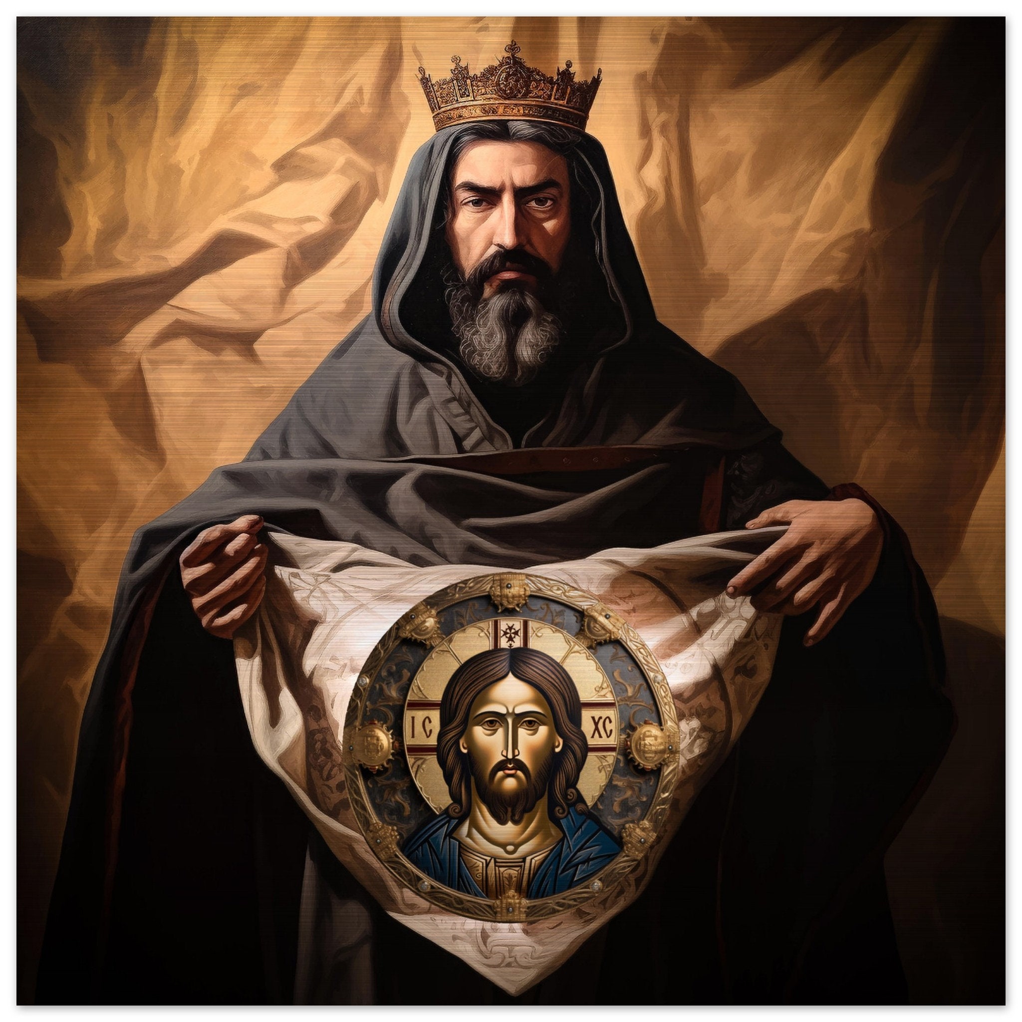 The Legend of Abgar V King of Edessa Brushed Aluminum Icon Holy Face of ...