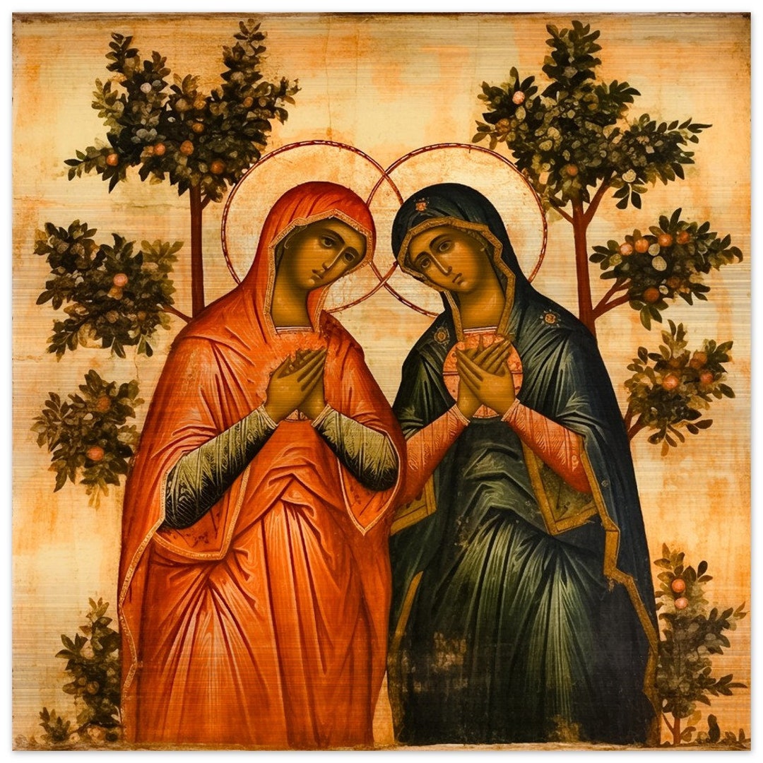 Blessed Mother Virgin Mary and Saint Eve Icon Brushed Aluminum Print - Etsy