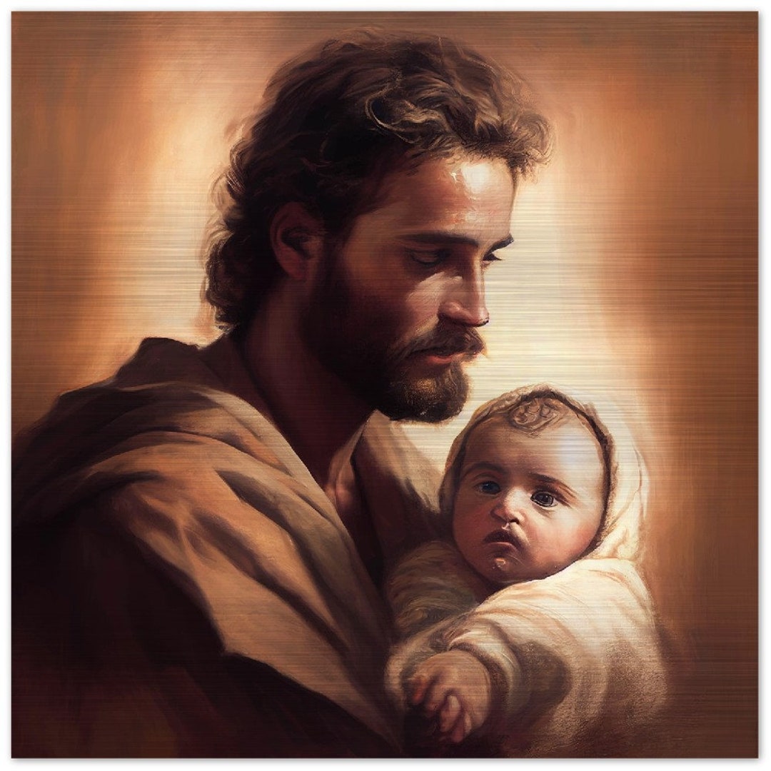 Divine Child With St Joseph - Brushed Aluminum Print - Religious Icon ...