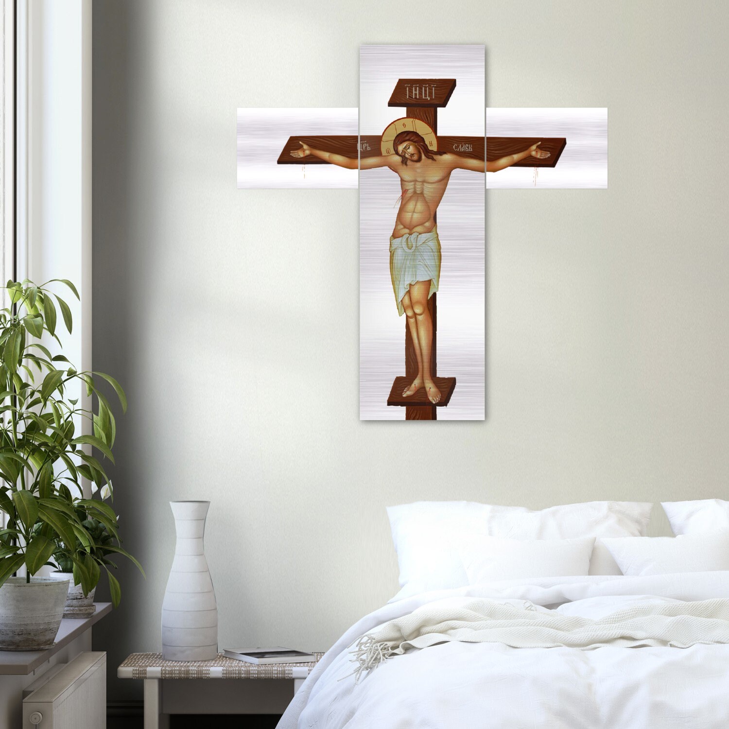 Crucifixion of Our Lord Jesus Christ Russian Triptych Brushed aluminum ...