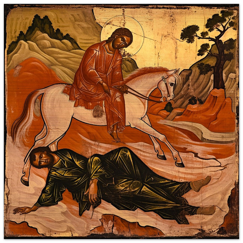 St Paul Conversion on the Way to Damascus Icon Brushed Aluminum Print ...