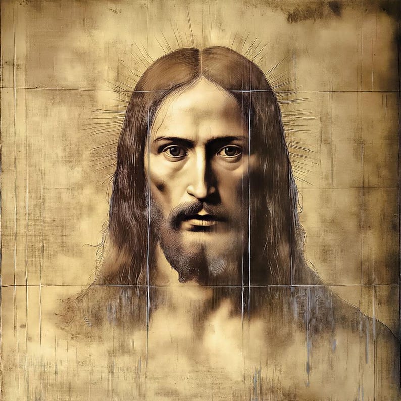 El rostro de Jesús descubierto con la Sábana Santa de Turín Iconos de madera AI Digital Holy ...