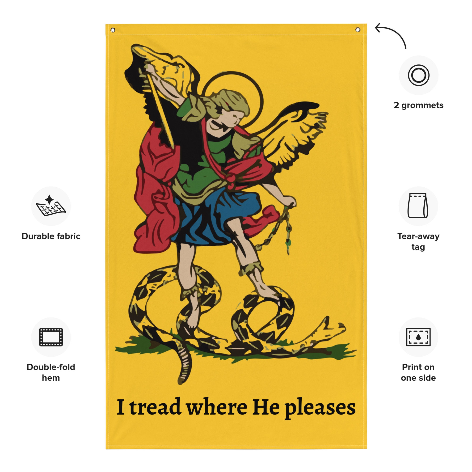 Vertical Flag Holy Michael, the Archangel, I Tread Where He Pleases - Etsy