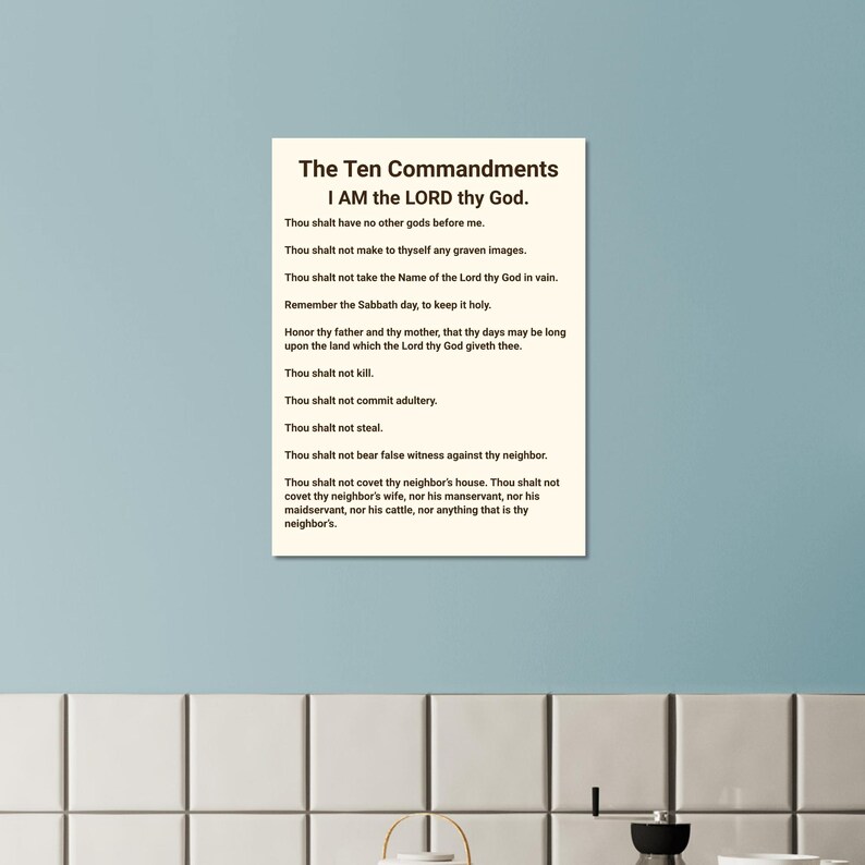 Ten Commandments Classroom Poster - Texas S.B. 10 Compliant - Classic ...