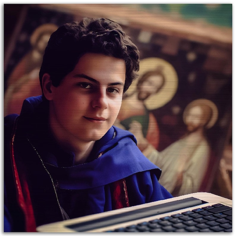 Venerable Carlo Acutis A Patron Of Computer Programmers Brushed Aluminum Icon Etsy