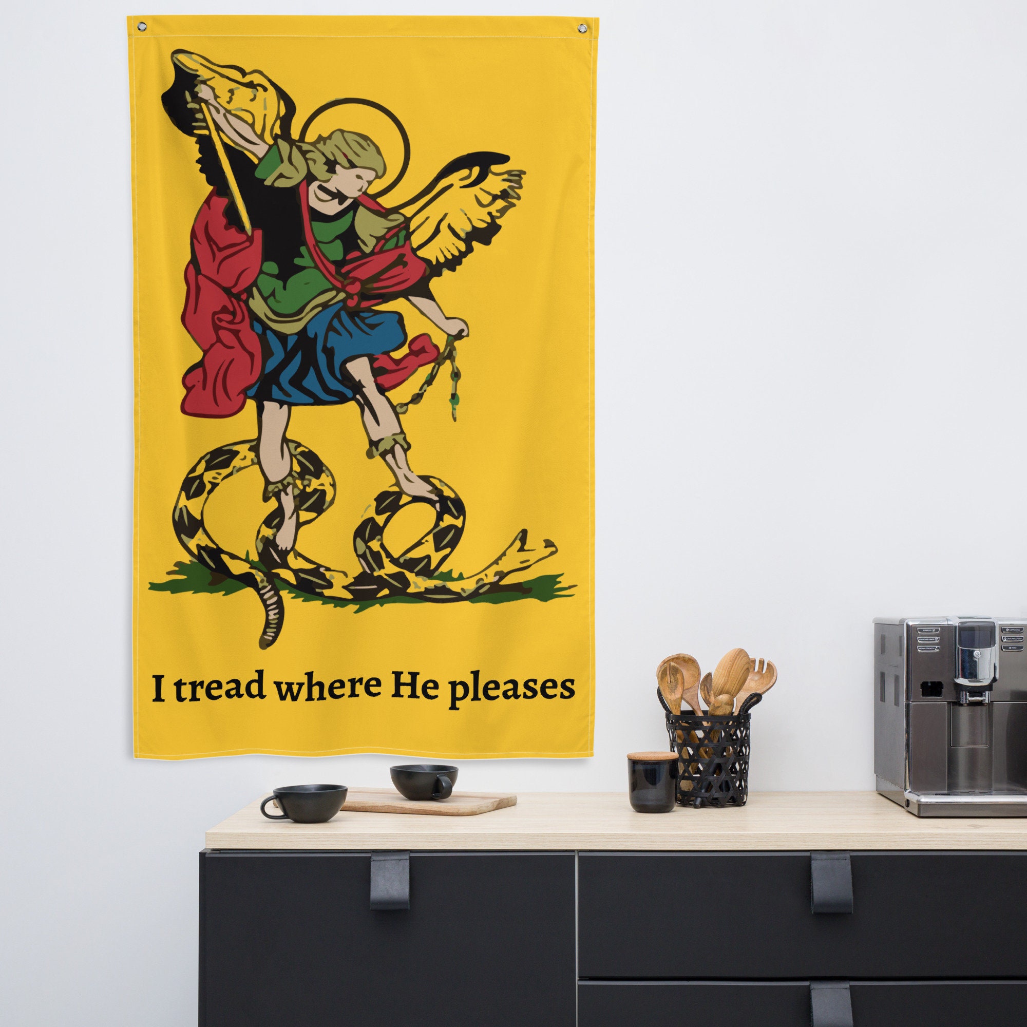 Vertical Flag Holy Michael, the Archangel, I Tread Where He Pleases - Etsy