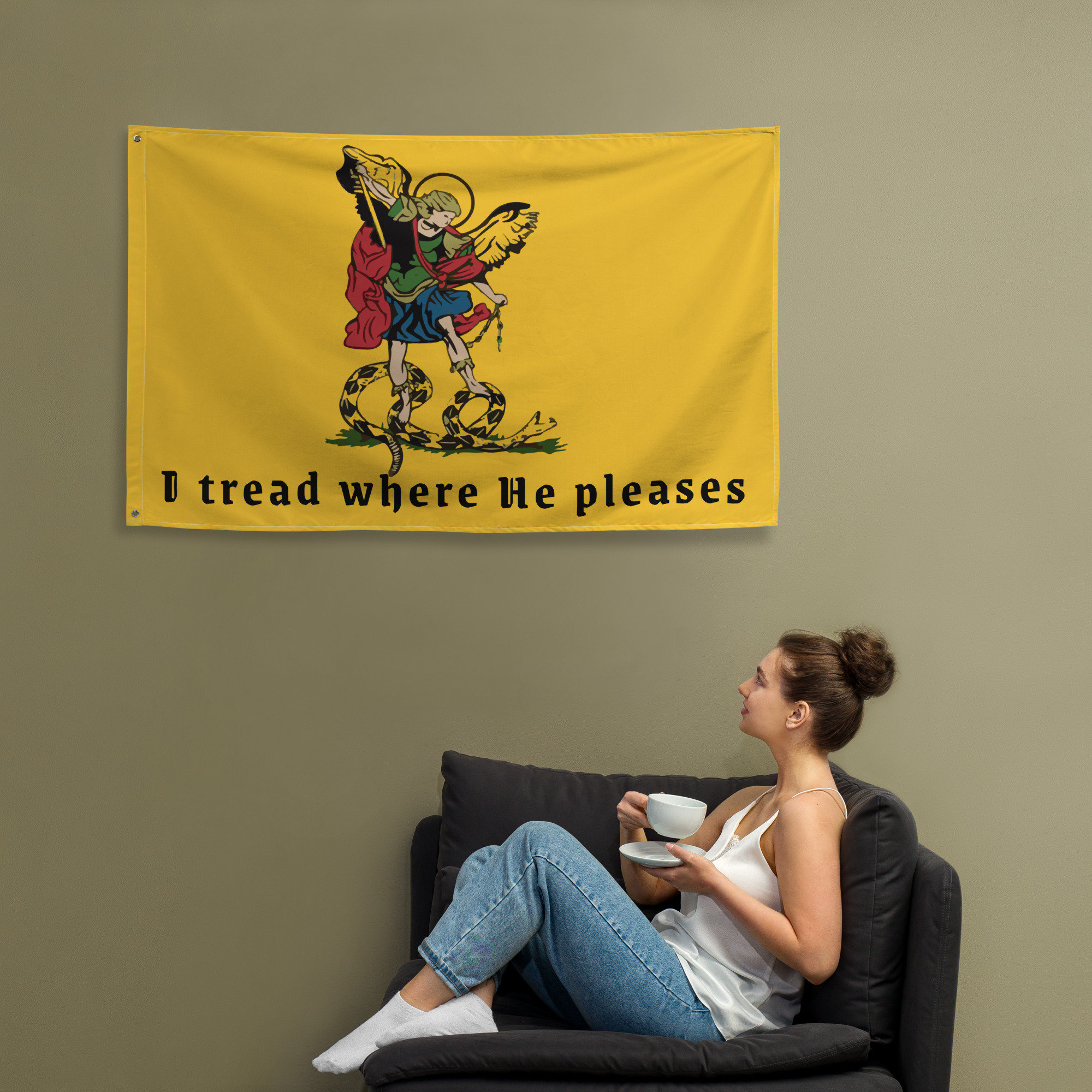 Holy Michael, the Archangel, Flag Horizontal I Tread Where He Pleases ...