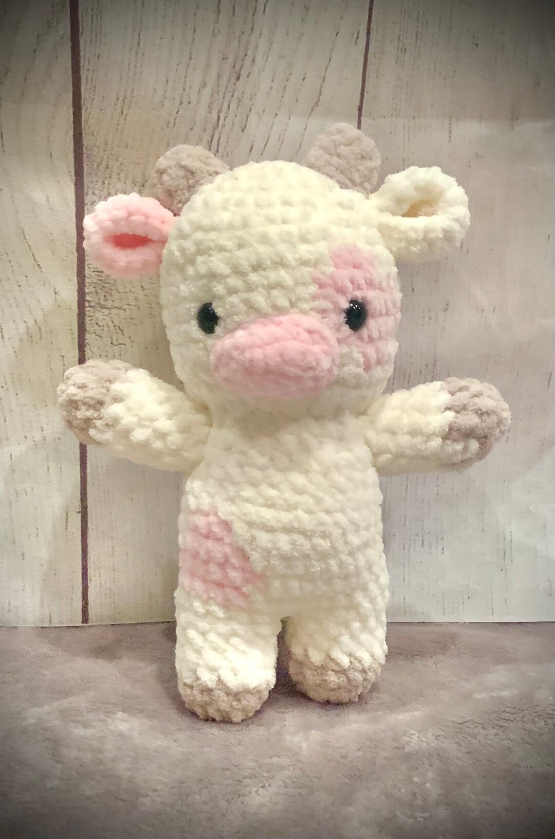 Plush Cow White and Pink Cow - Etsy