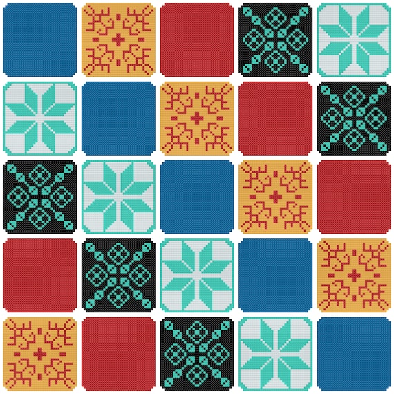 Azul Board Game Mosaic Digital Cross Stitch Pattern PDF | Etsy