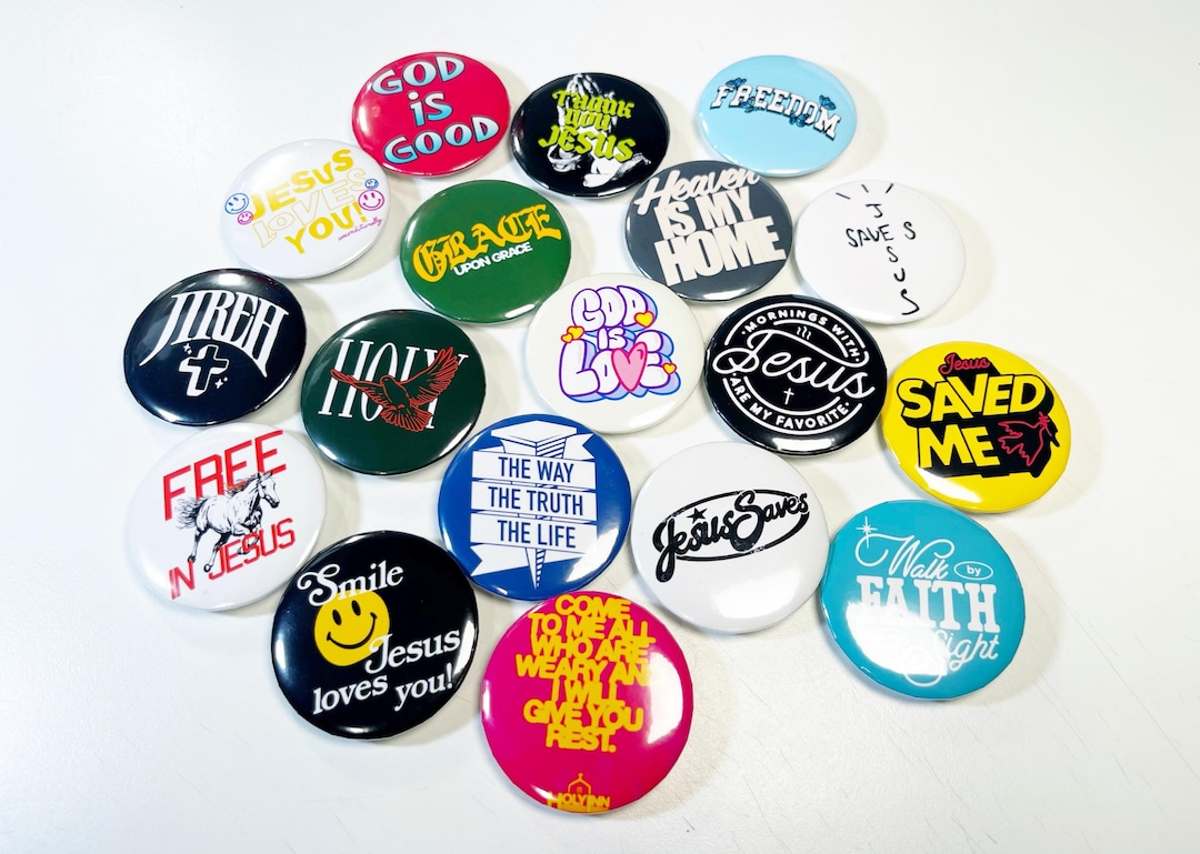 Christian Pin Buttons | 4 Pack Christian Pinback Buttons | Faith Pins ...