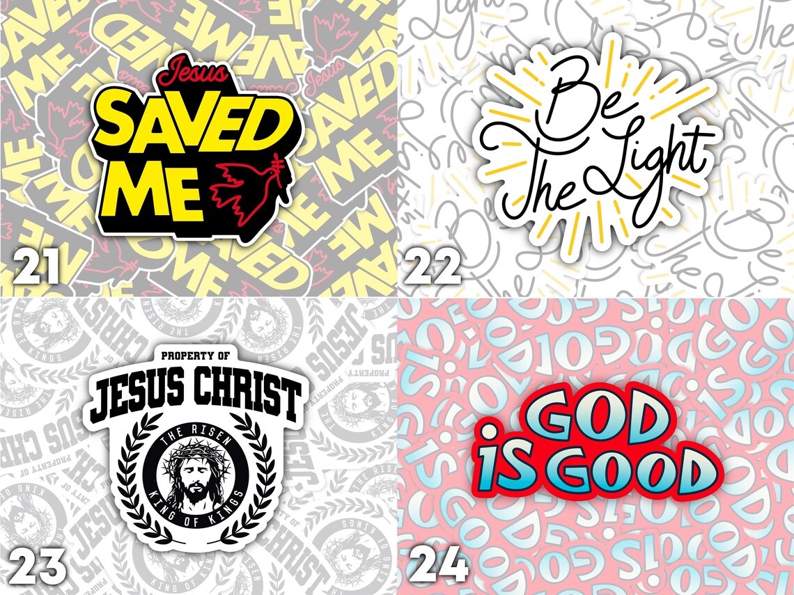 24 Christian Stickers Christian Sticker Pack Faith Stickers Religious ...