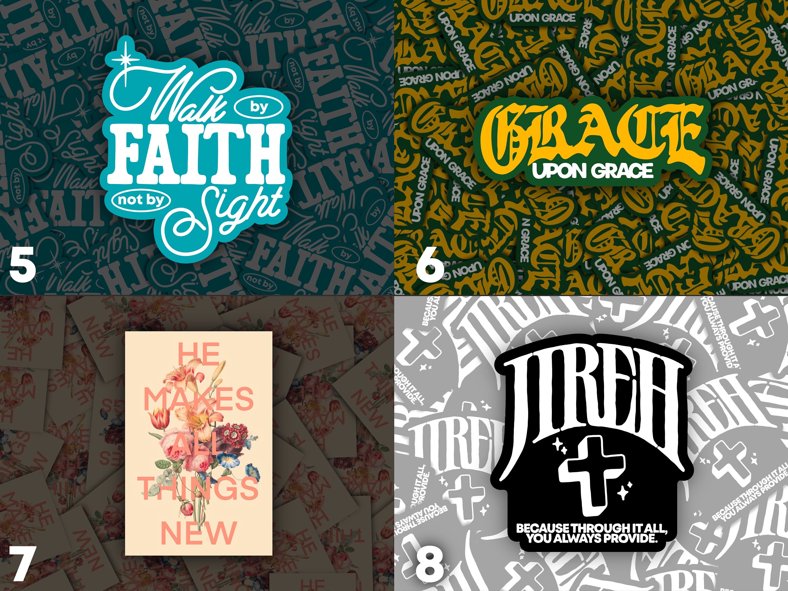 24 Christian Stickers Christian Sticker Pack Faith Stickers Religious ...