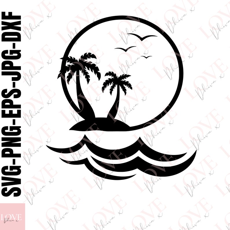 Palm Tree Sunset SVG PNG DXF Clipartcut Files for Cricut - Etsy
