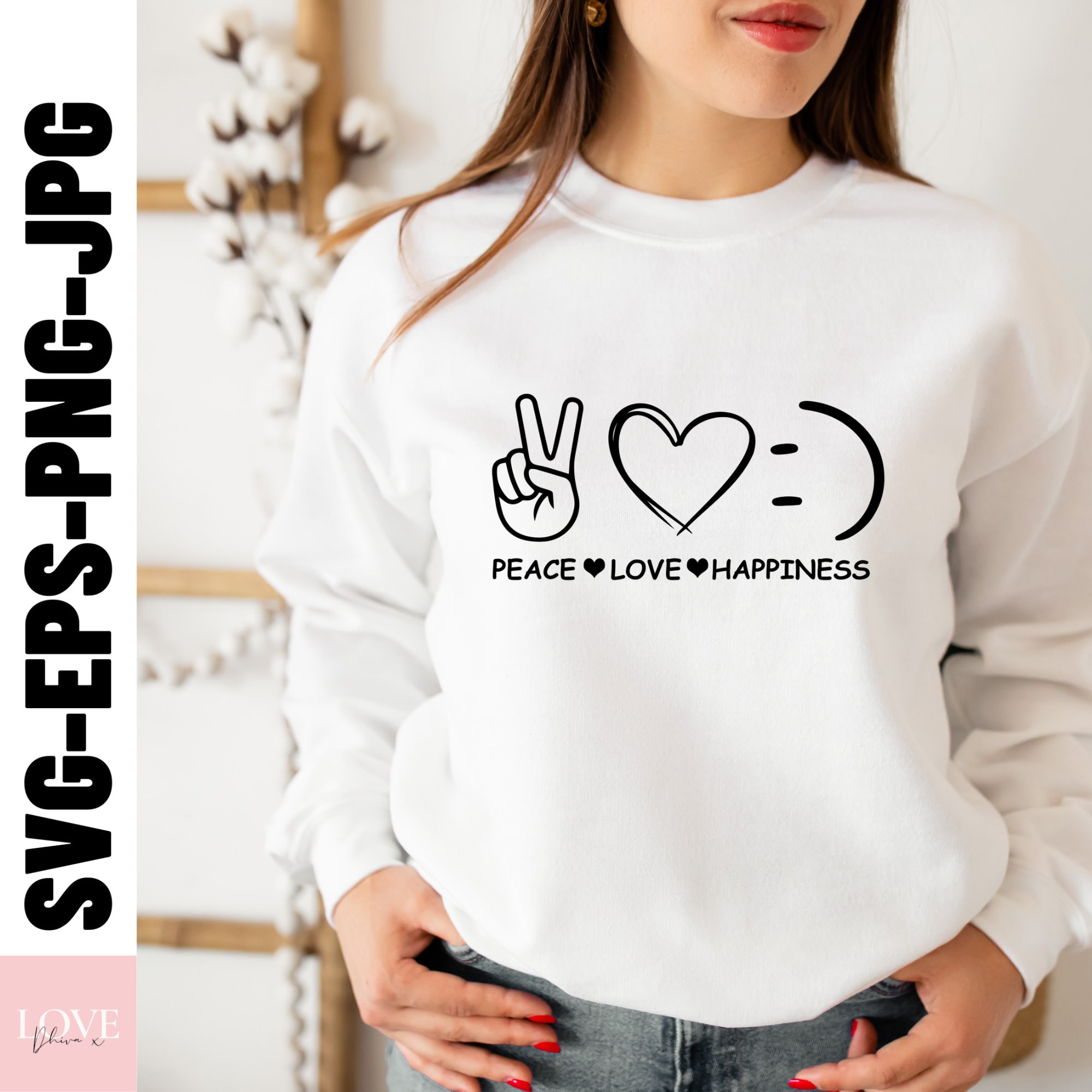 Peace Love Happiness SVG PNG EPS Clipart,affirmation Svg,peace Love ...