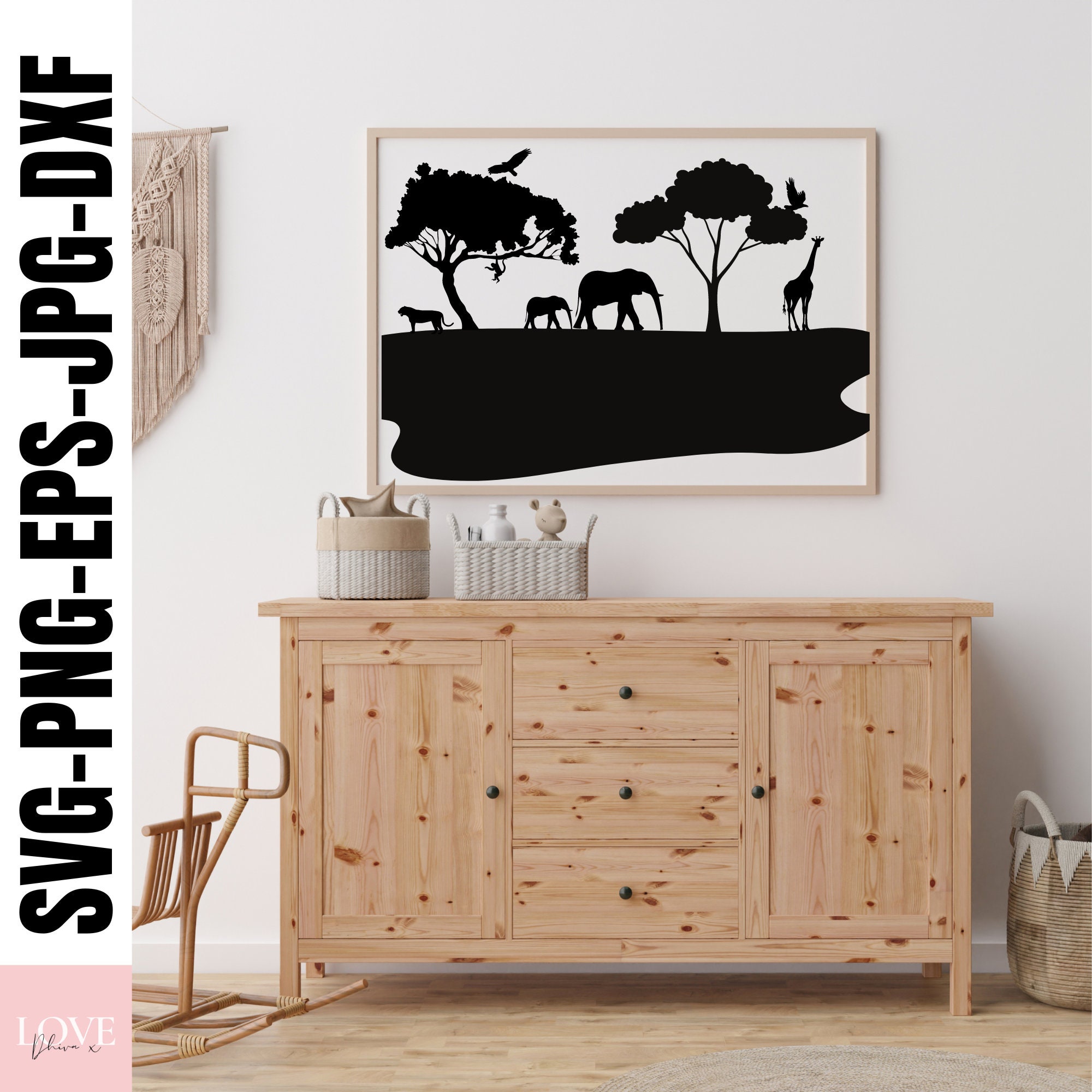 Safari Africa Animal Scene SVG PNG DXF Clipart,cut Files for Cricut ...