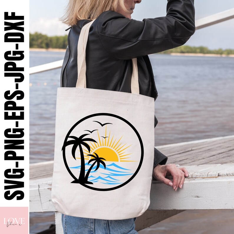 Beach Sunset Palm Trees SVG PNG DXF Clipart,cut Files for Cricut ...