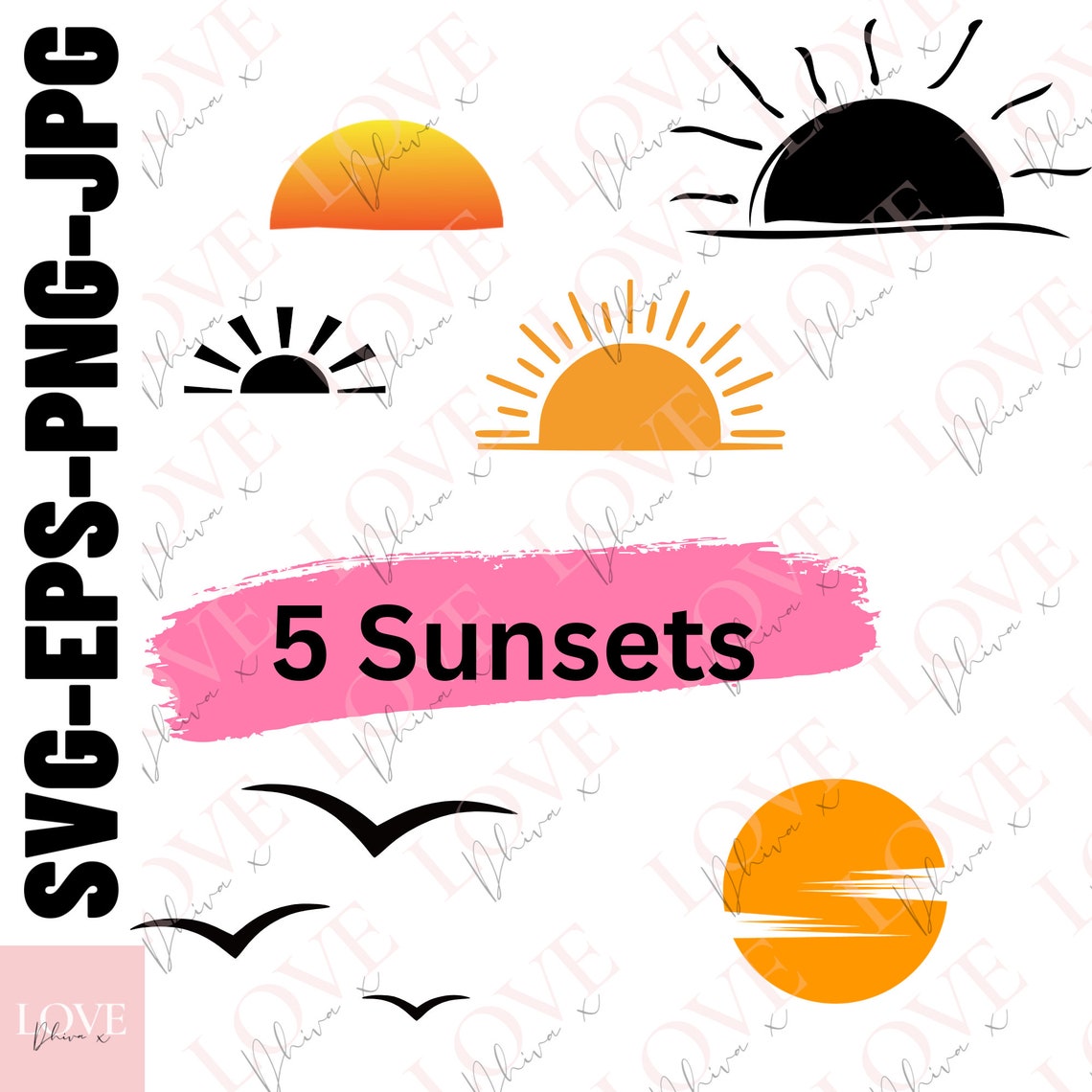Sunset SVG PNG EPS Clipart,summer Svg,palm Tree Waves Sunset Svg,palm ...